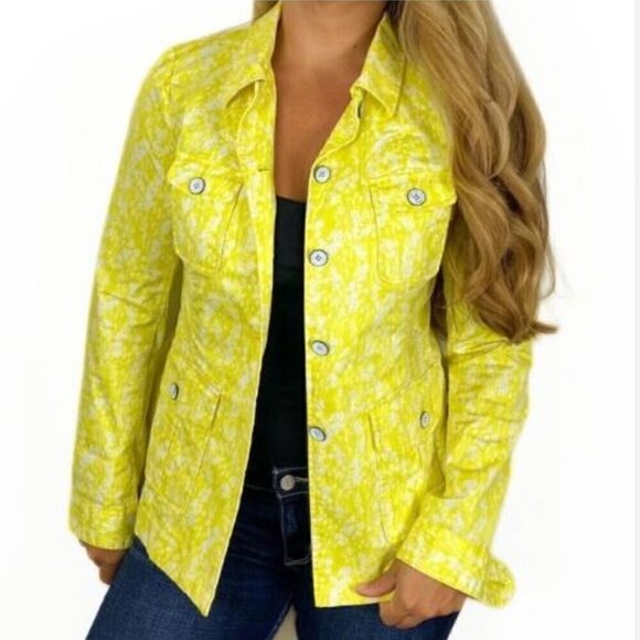 CAbi | Jackets & Coats | Cabi Small Field Jacket Yellow Daisies Button ...